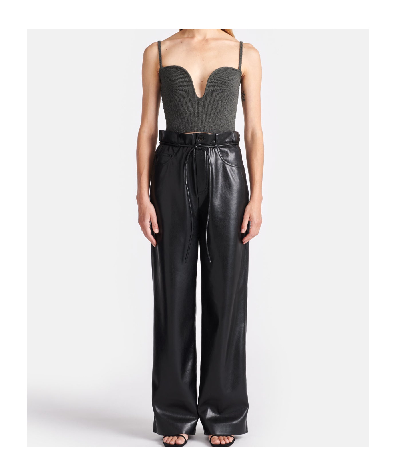 NANUSHKA Nanushka Drawstring Wide-Leg Trousers in Okobor